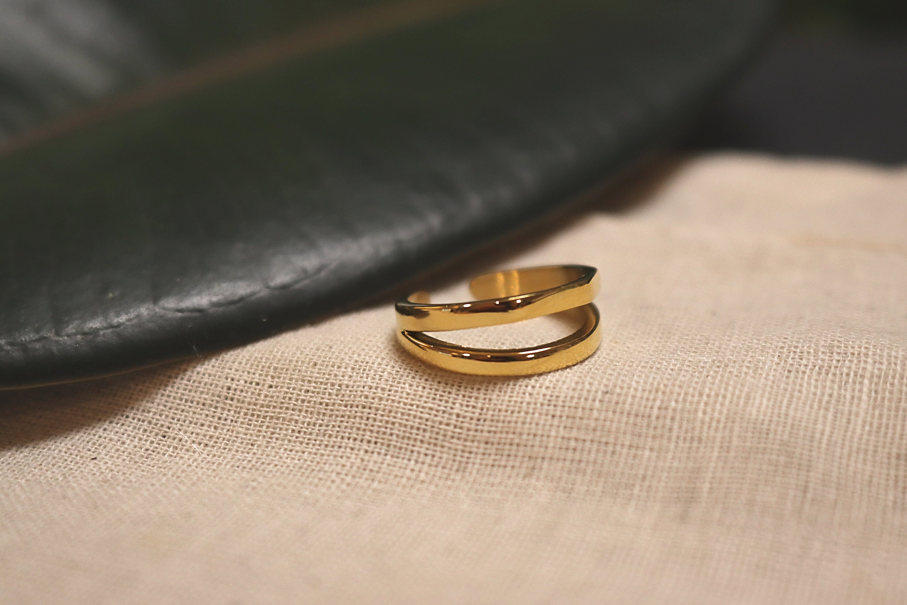 Adjustable Double Line Gold Ring for Women Minimalist - Etsy