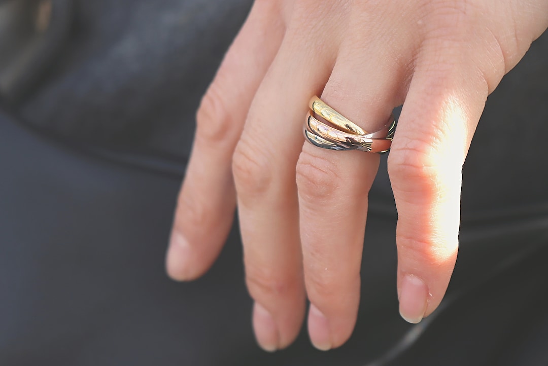 Layered Ring, Triple Interlocked Stainless Steel Ring, Love Faith Hope ...