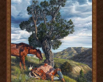 MUDWAGON EXPRESS, Western Cowboy Fabric Quilt Panel, 36 X 45, 100% ...