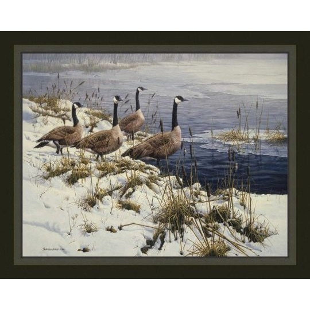 Among the Cattails, Geese, Bird Fabric Quilt Panel 36 X 45, 100% Cotton ...