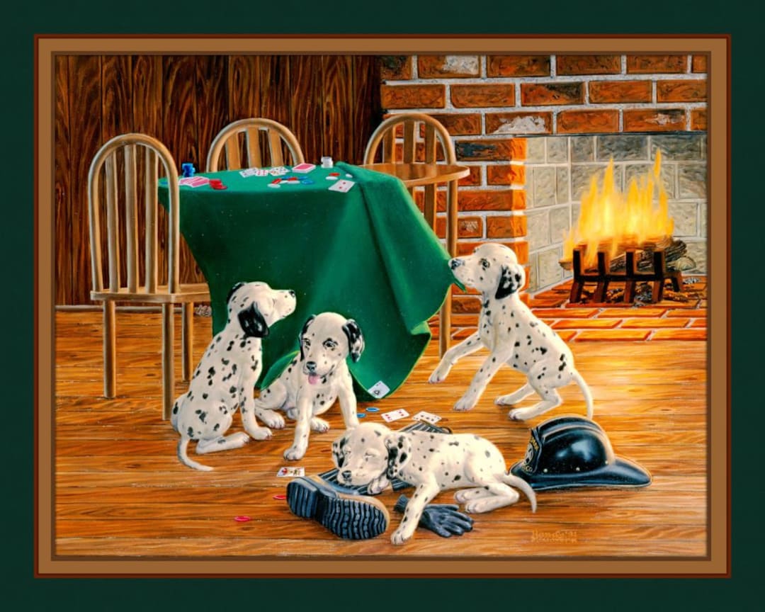 JOKERS ARE WILD, Dog Fabric Quilt Panel 36" X 45", 100% Cotton Fabric ...