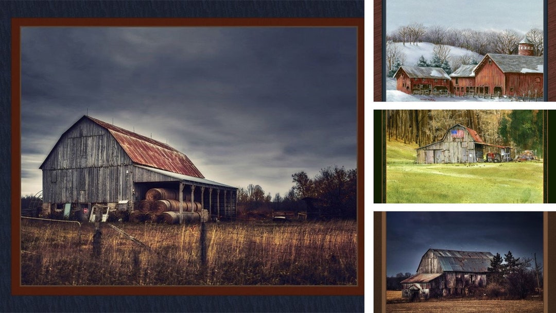 OLD FARM BARN Fabric Panel Bundle - 4 Yard Collection - Fabric Quilt ...