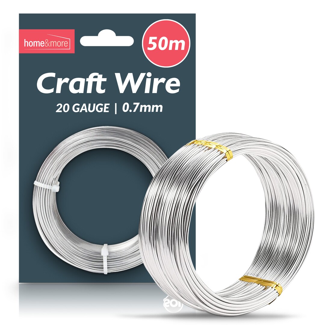50m Craft Wire 0.7mm 20 Gauge Jewellery Modelling Bendy Silver ...