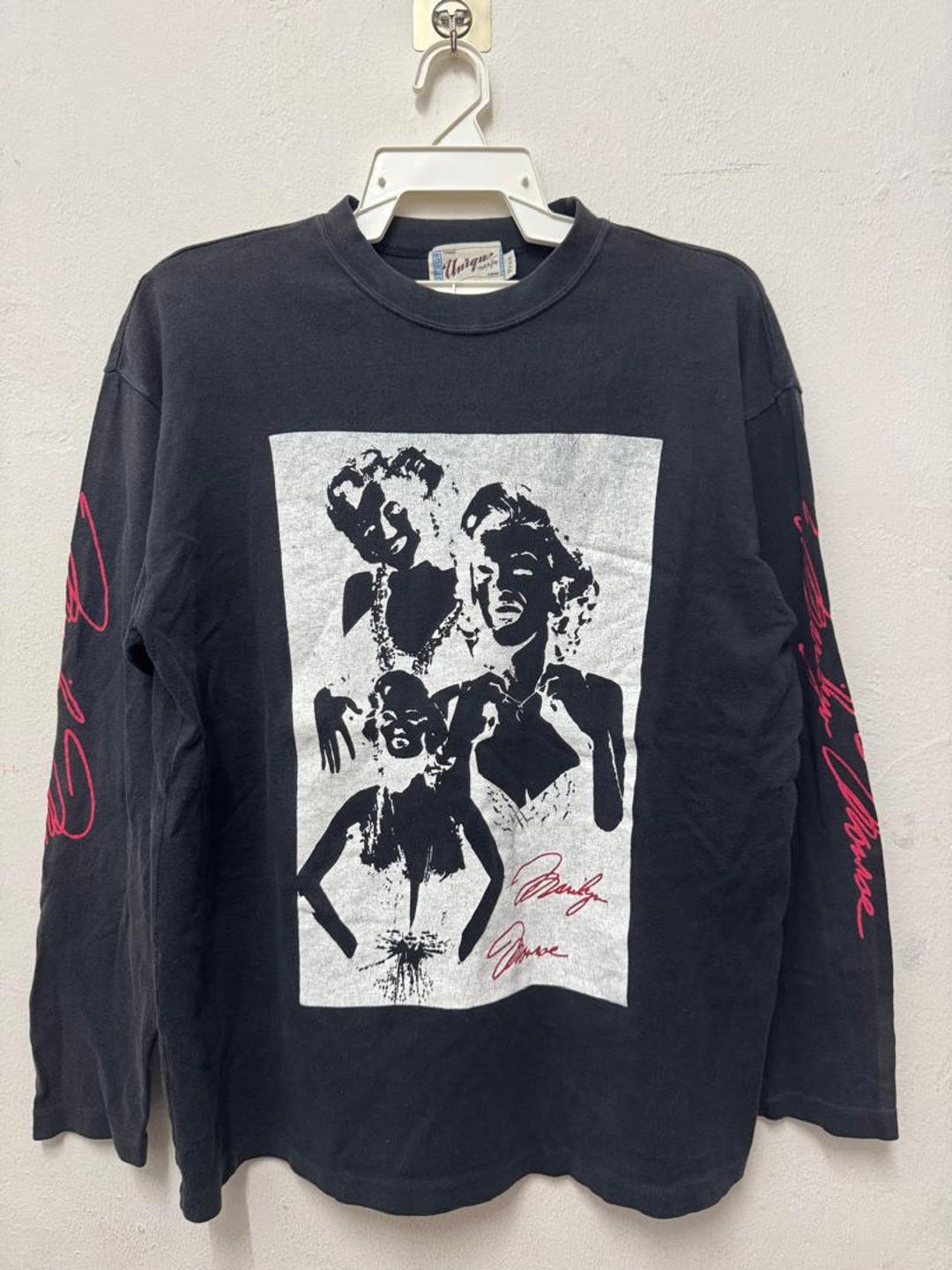 Vintage 90's Marilyn Monroe Photo Tee Black and White Long Sleeve Tee ...