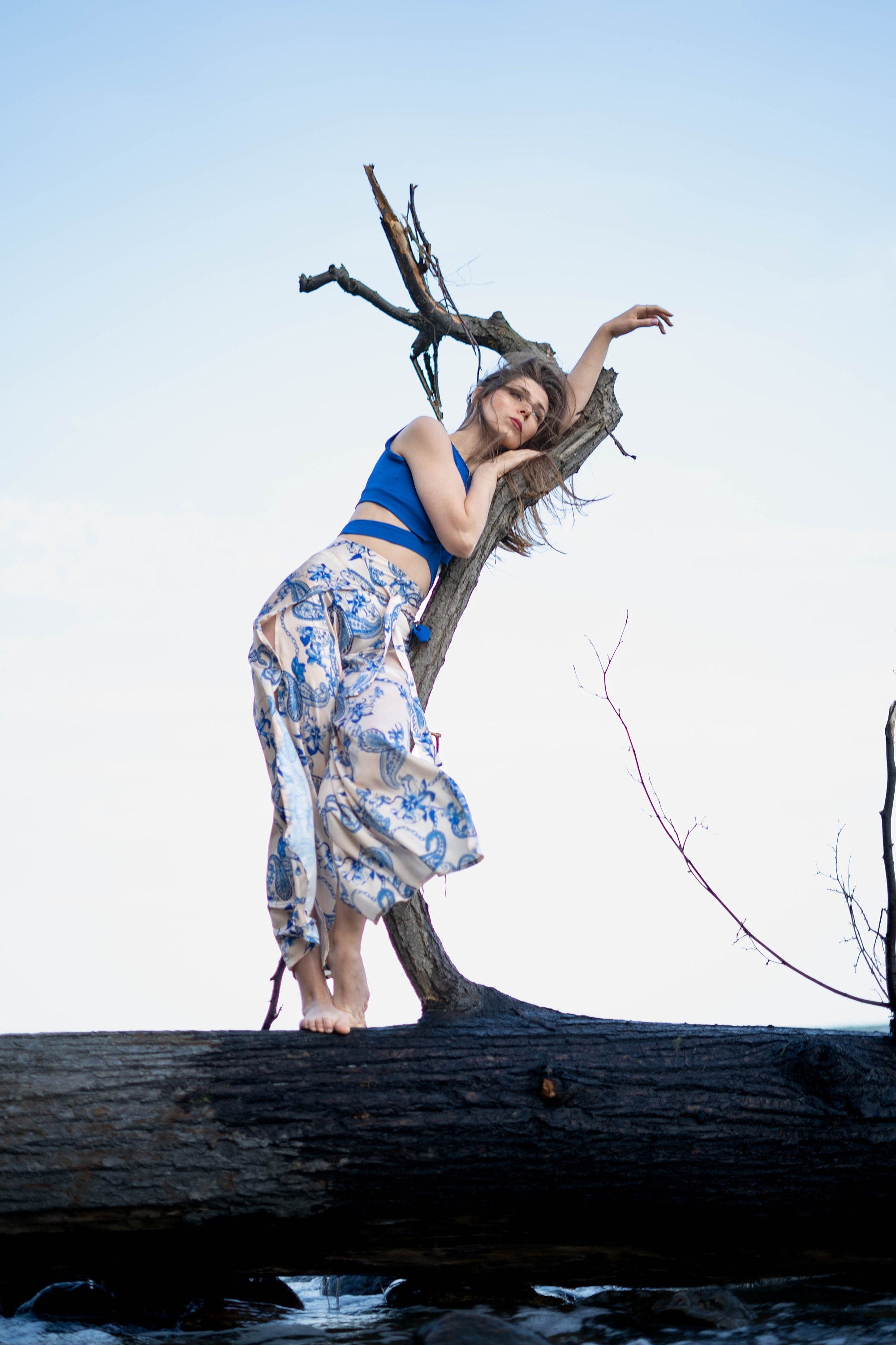 White and Blue Floral Pareo Pants, Wrap Pants, Brazilian Zouk Pants ...