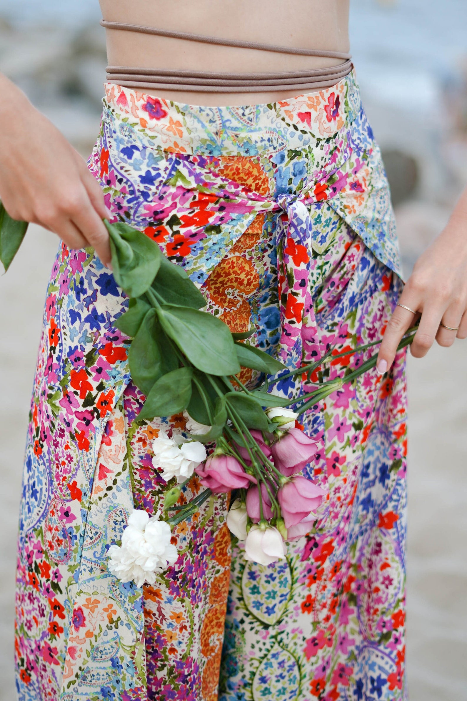 Colorful Floral Pareo Pants, Wrap Pants, Brazilian Zouk Pants, Side ...