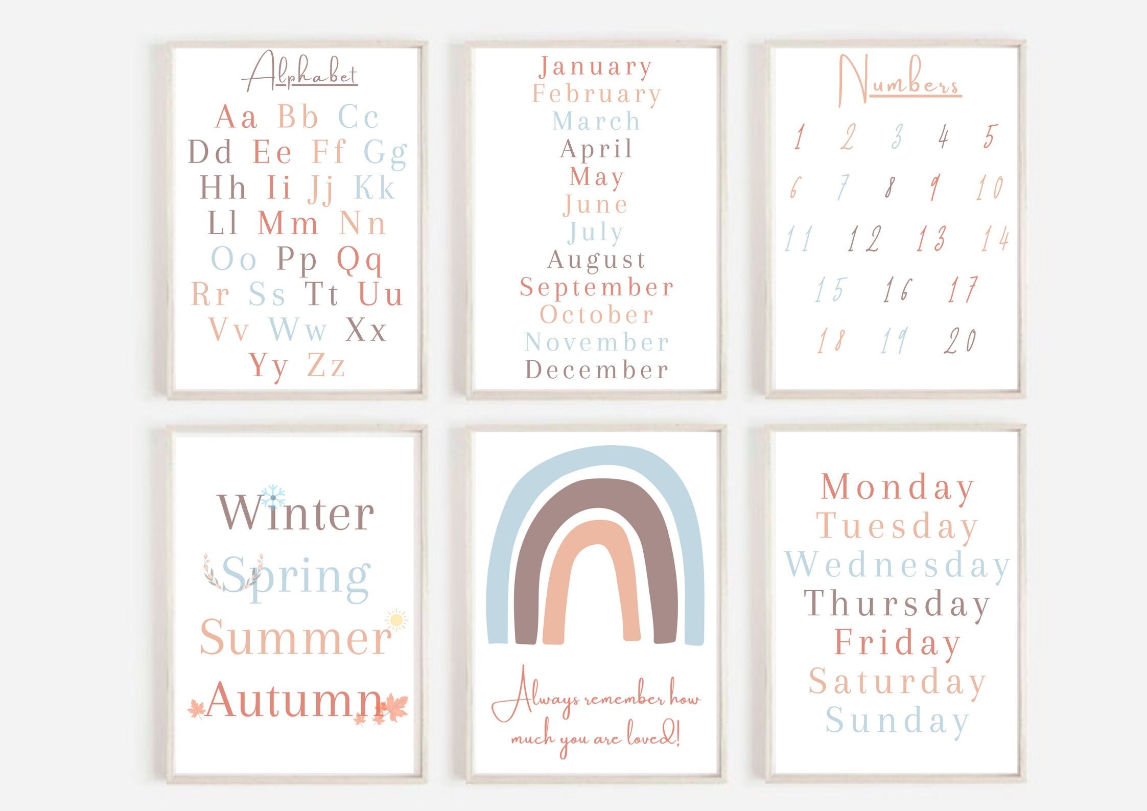 Neutral Classroom Decor, Set of 6 Classroom Prints, Educational Prints ...