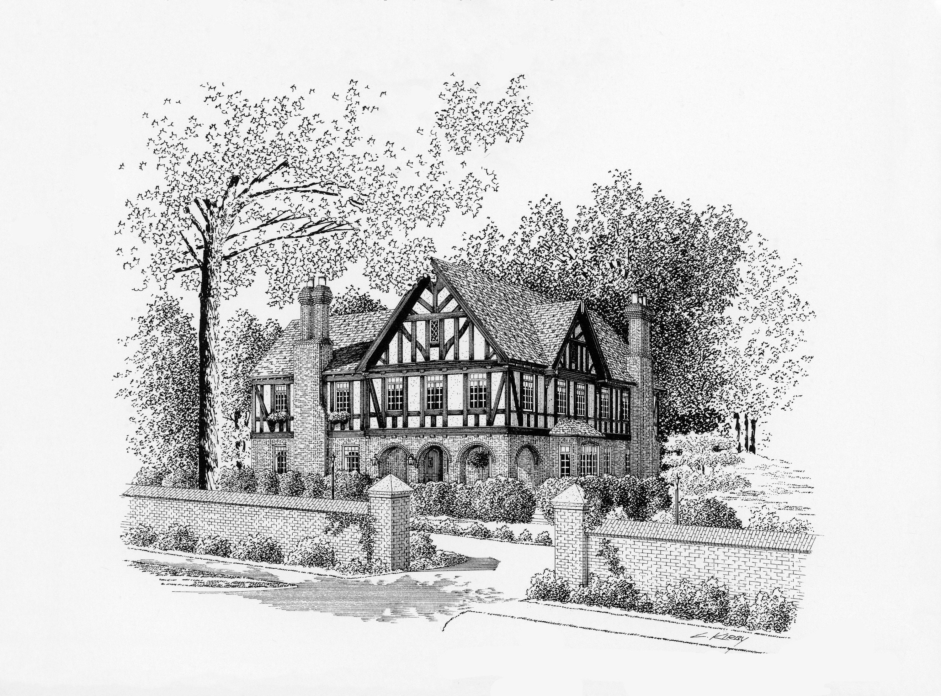 15x20" Premier Custom Home Portrait, Hand Drawn, Original House Sketch ...