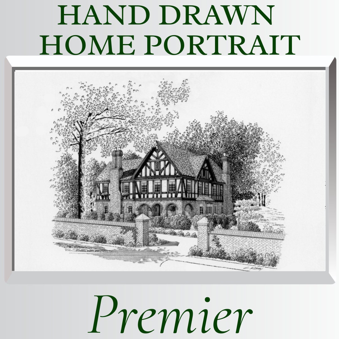 10x15" Premier Custom Home Portrait, Hand Drawn, Original House Sketch ...