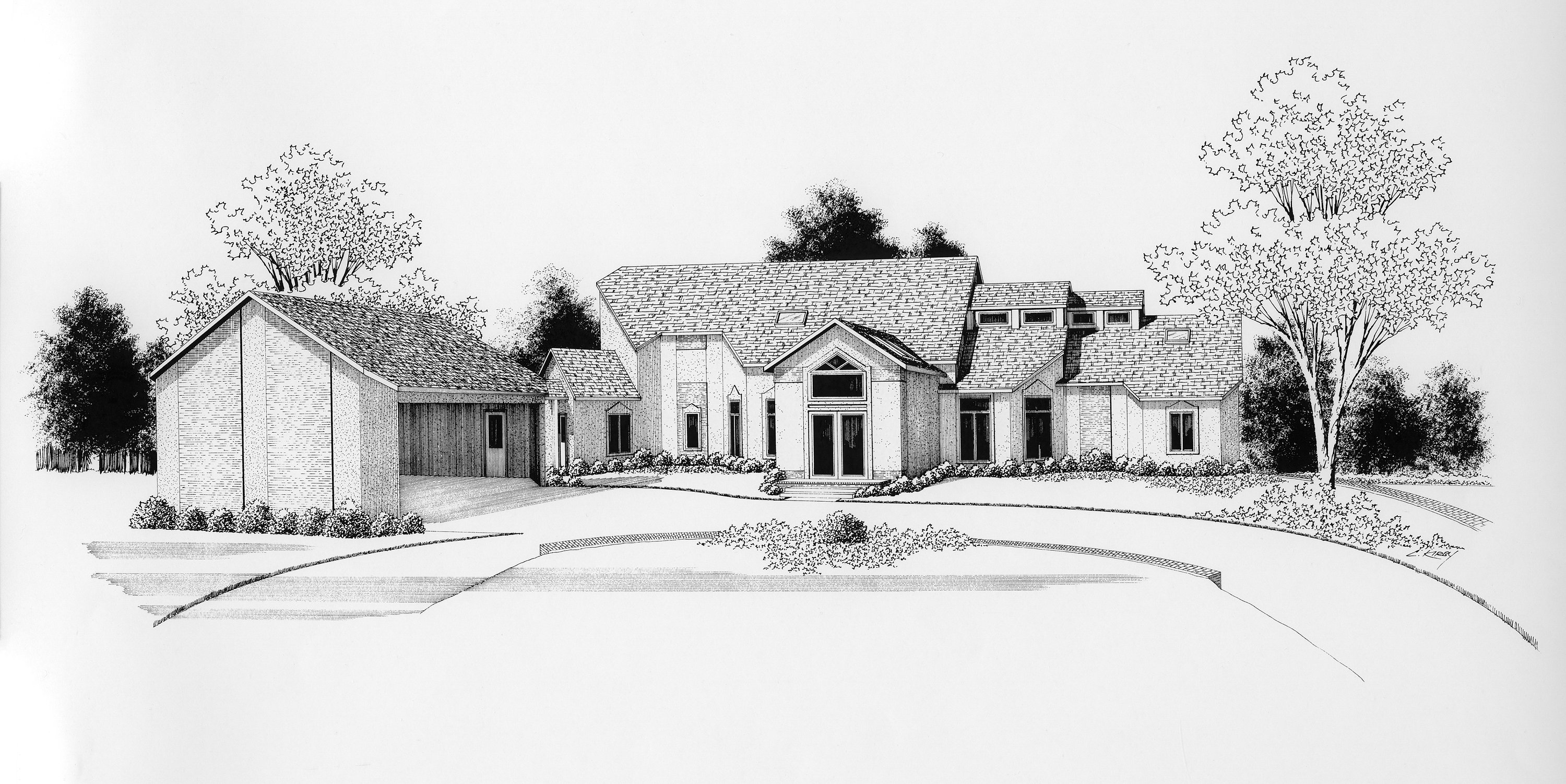 15x20" Premier Custom Home Portrait, Hand Drawn, Original House Sketch ...