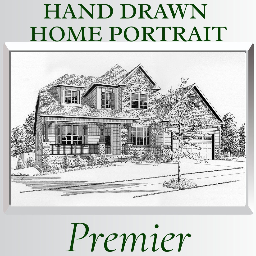 15x20" Premier Custom Home Portrait, Hand Drawn, Original House Sketch ...