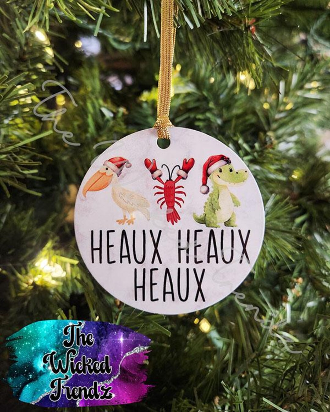 Heaux Heaux Heaux Louisiana Cajun Christmas Ornament Custom Design ...