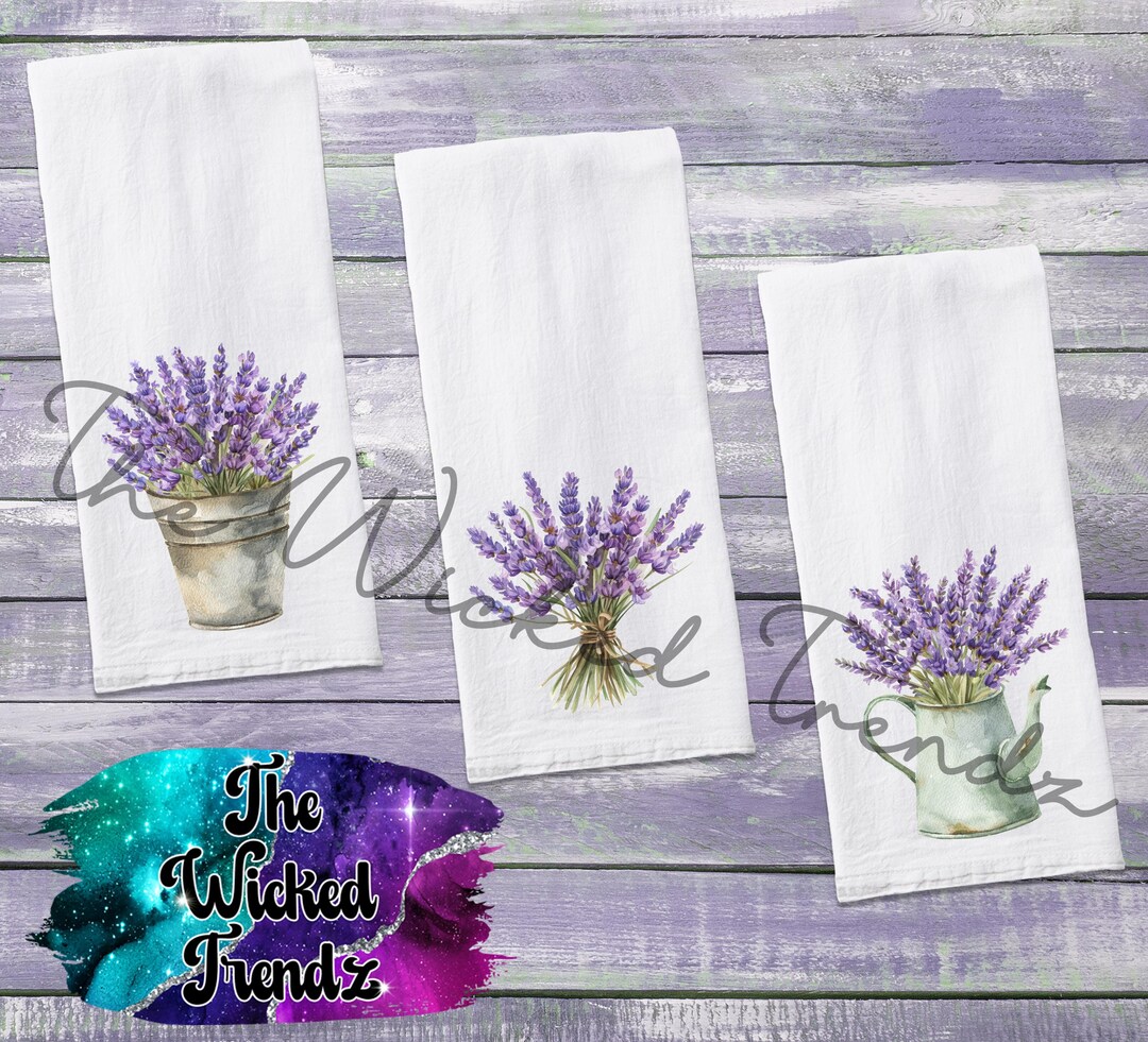 Lavender Bouquet Tea Towel Flour Sack Kitchen Dish Towel Lavender ...