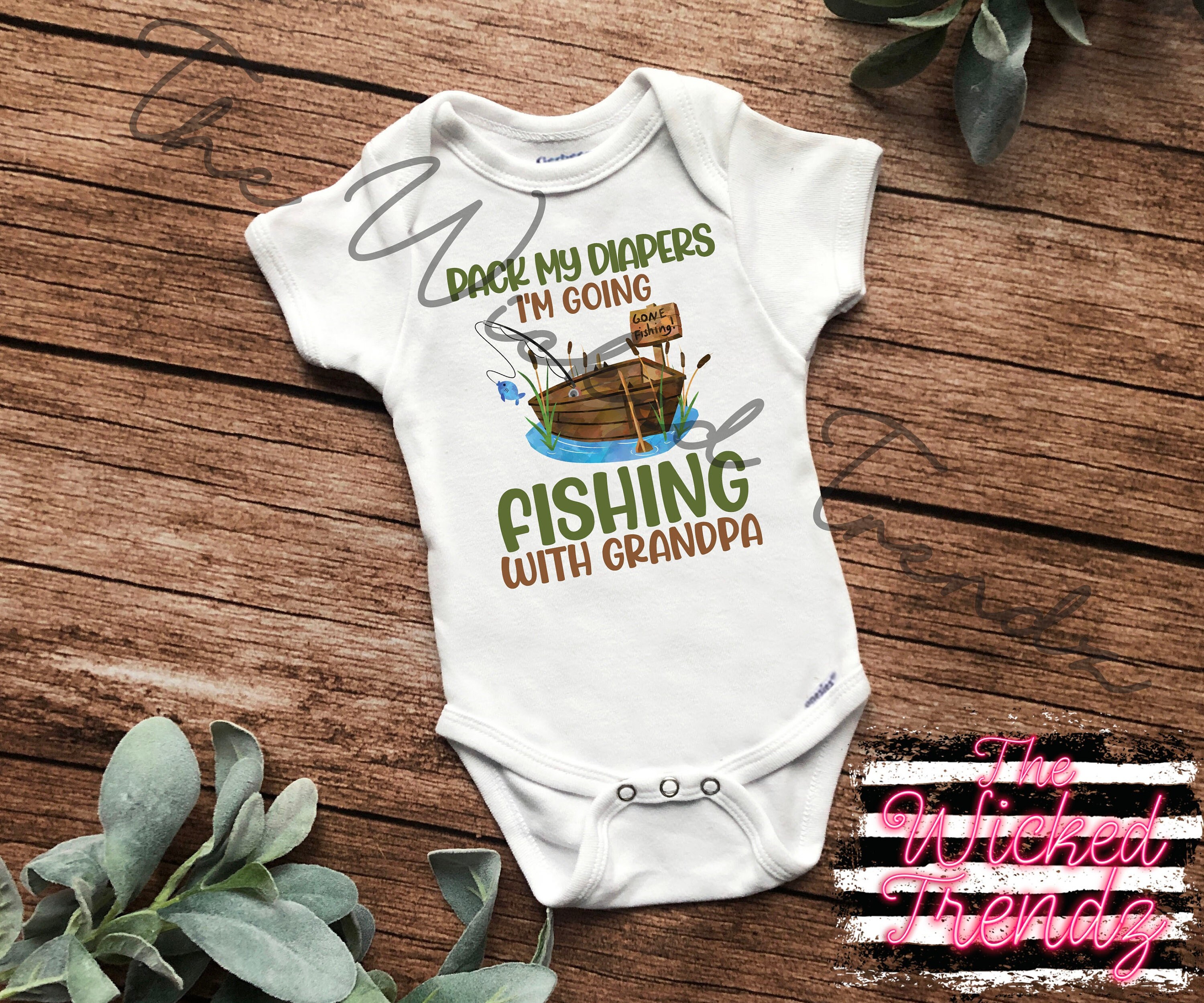 Pack My Diapers I'm Going Fishing With Grandpa Baby Gerber Onesie© New ...