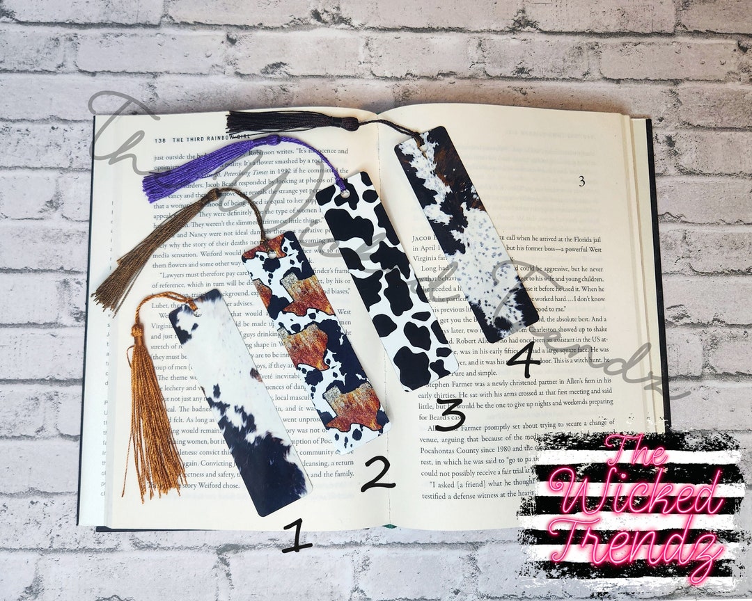 Bookmark Book Club Cow Hide Print Western Country Texas Metal Bookmark ...
