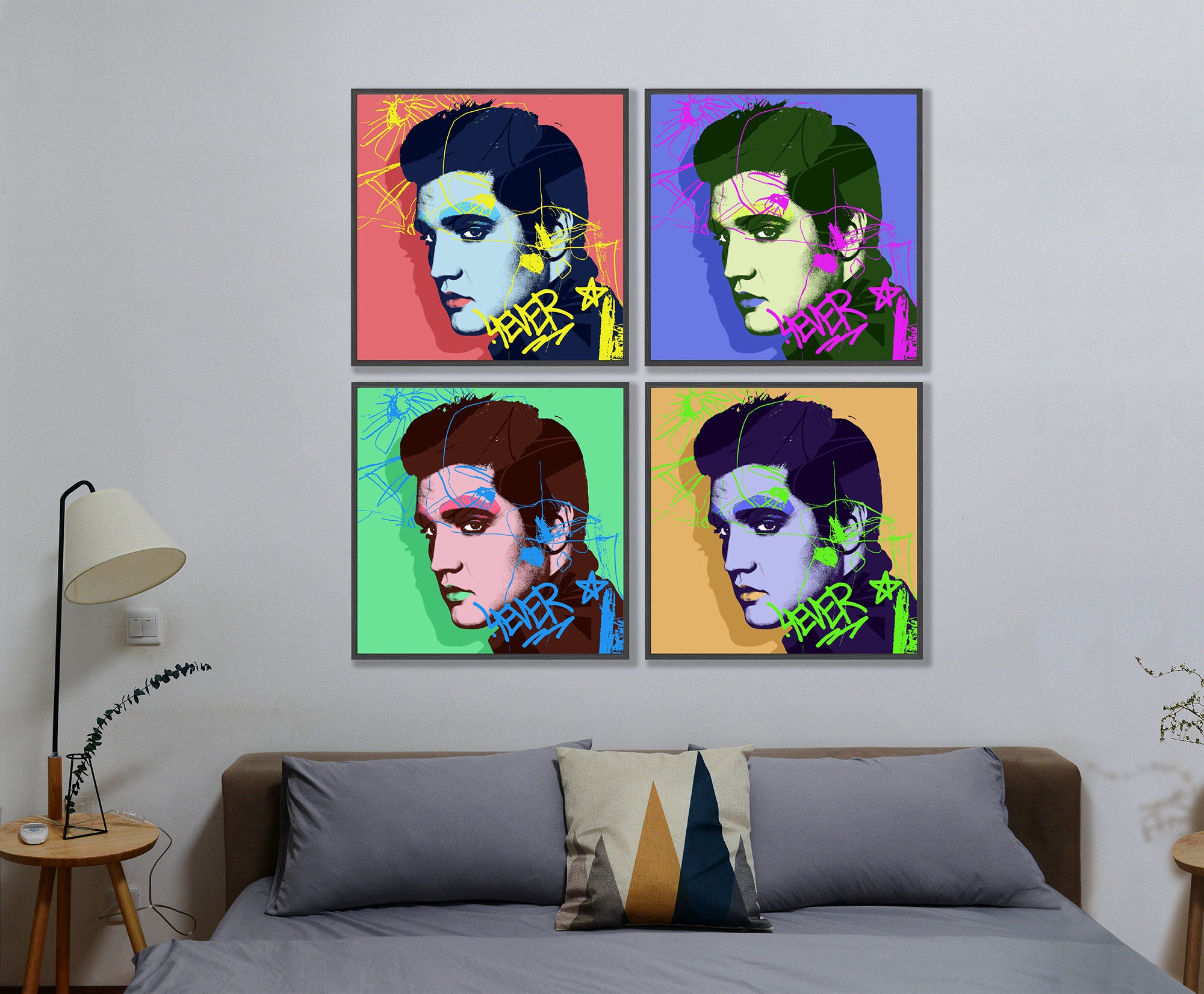 Set of 4 Pop Art Rock Artist , 4 Pcs Digital Art, Gallery Wall Set ...