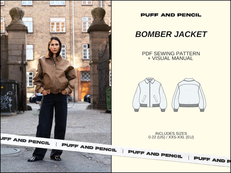 BOMBER Jacket PDF Sewing Pattern // US 0-22 // Eu Xxs-xxl // Instant ...