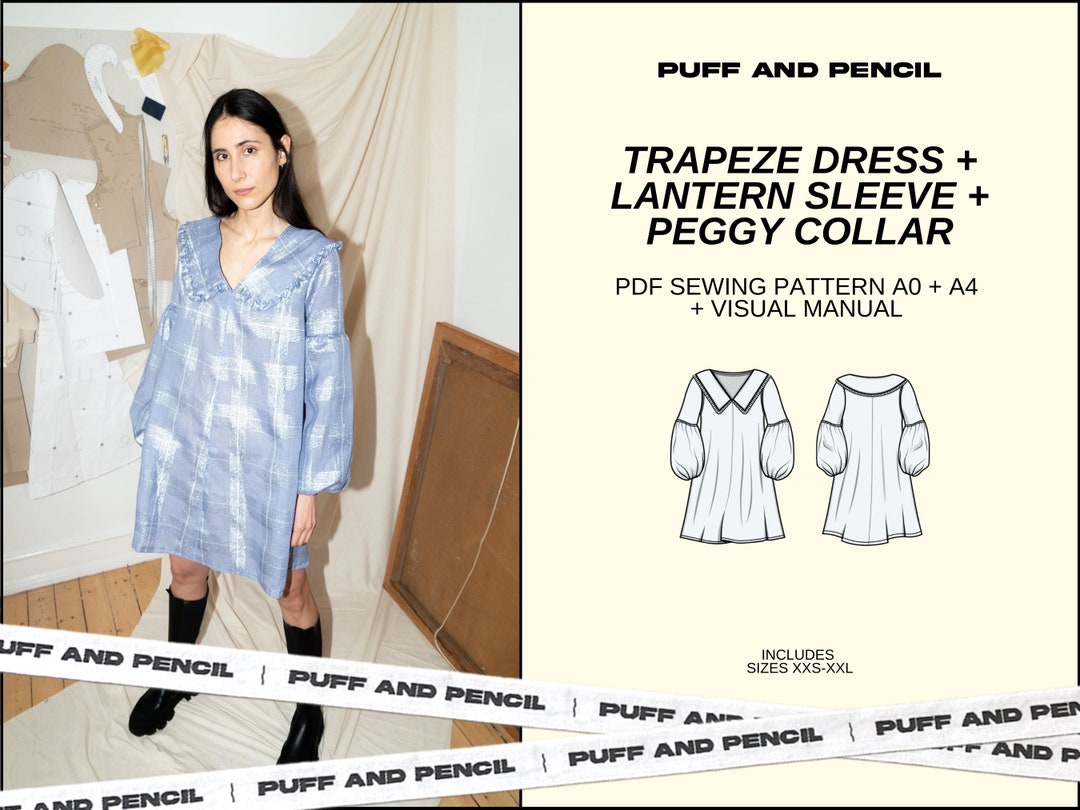 TRAPEZE Dress X LANTERN Sleeve X PEGGY Collar //bundle // Digital Pdf // Sewing Pattern // Diy ...
