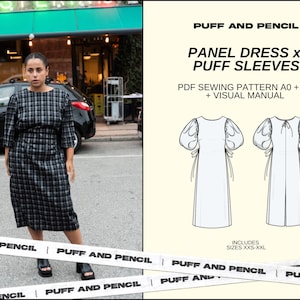 Panel Dress And Puff Sleeves Pdf Sewing Pattern Diy Dress Size