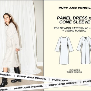 PANEL Dress With CONE Sleeve PDF Sewing Pattern // Size Xxs-xxl ...