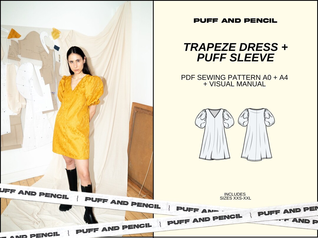 TRAPEZE Dress + PUFF Sleeve // Bundle // Digital PDF // Sewing Pattern ...