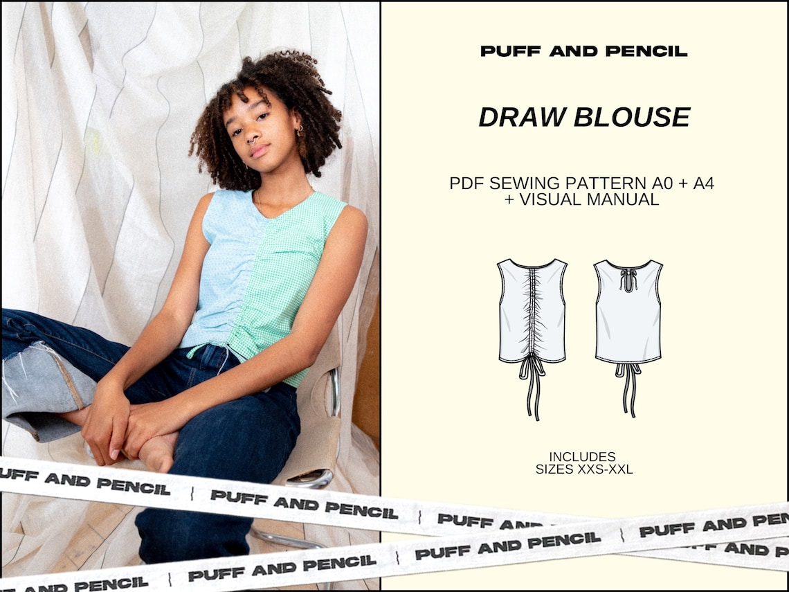 DRAW Blouse PDF Sewing Pattern // Diy Blouse // Size Xxs-xxl // Instant ...