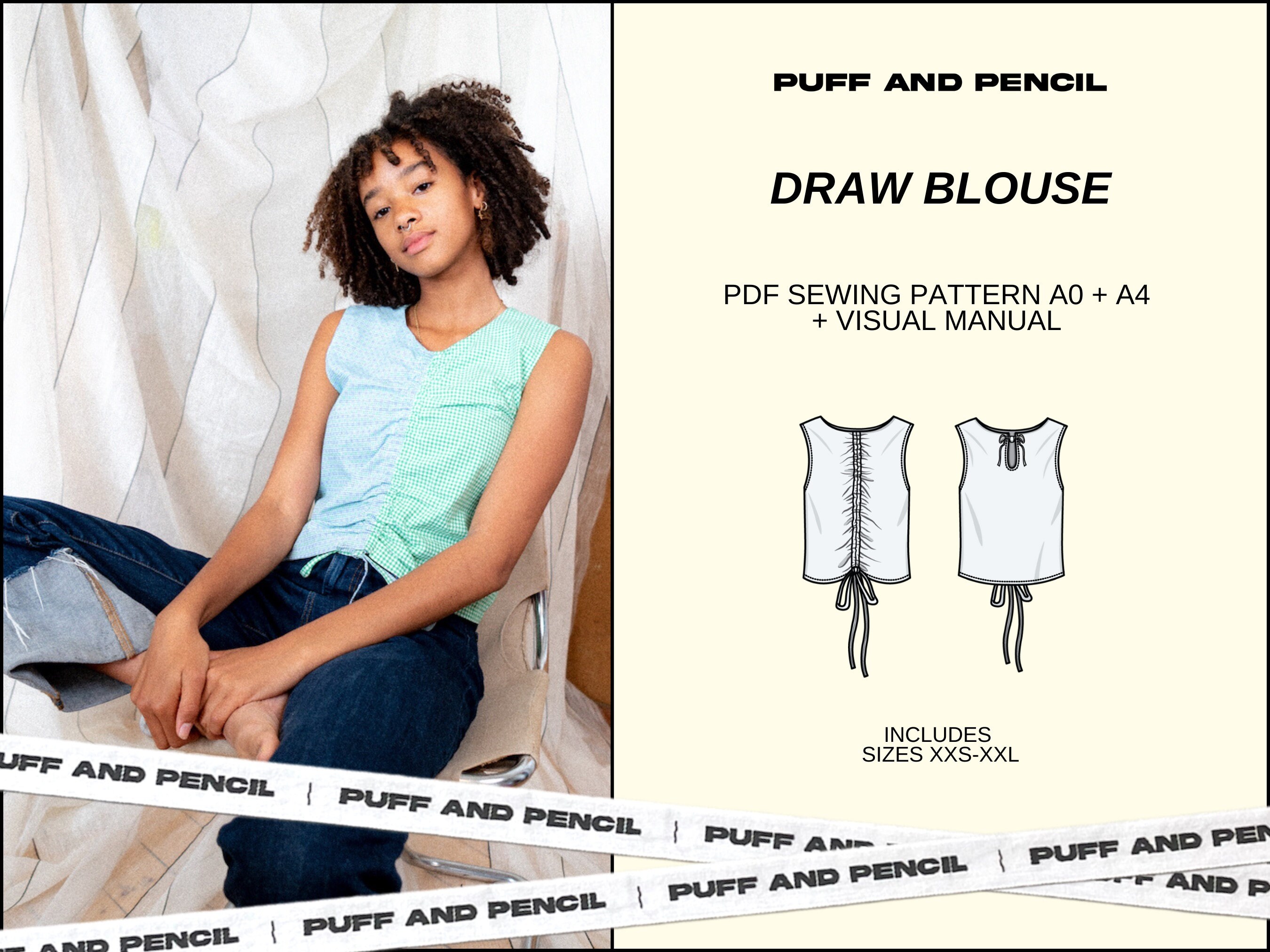 DRAW Blouse PDF Sewing Pattern // Diy Blouse // Size Xxs-xxl // Instant ...