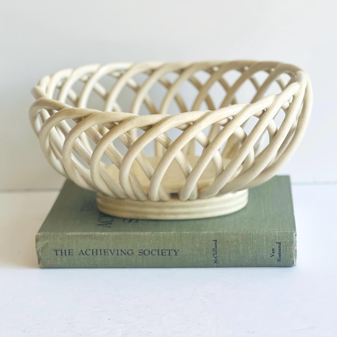 Vintage Cream Colored Ceramic Bread Basket Oven to Table Bread Warmer ...