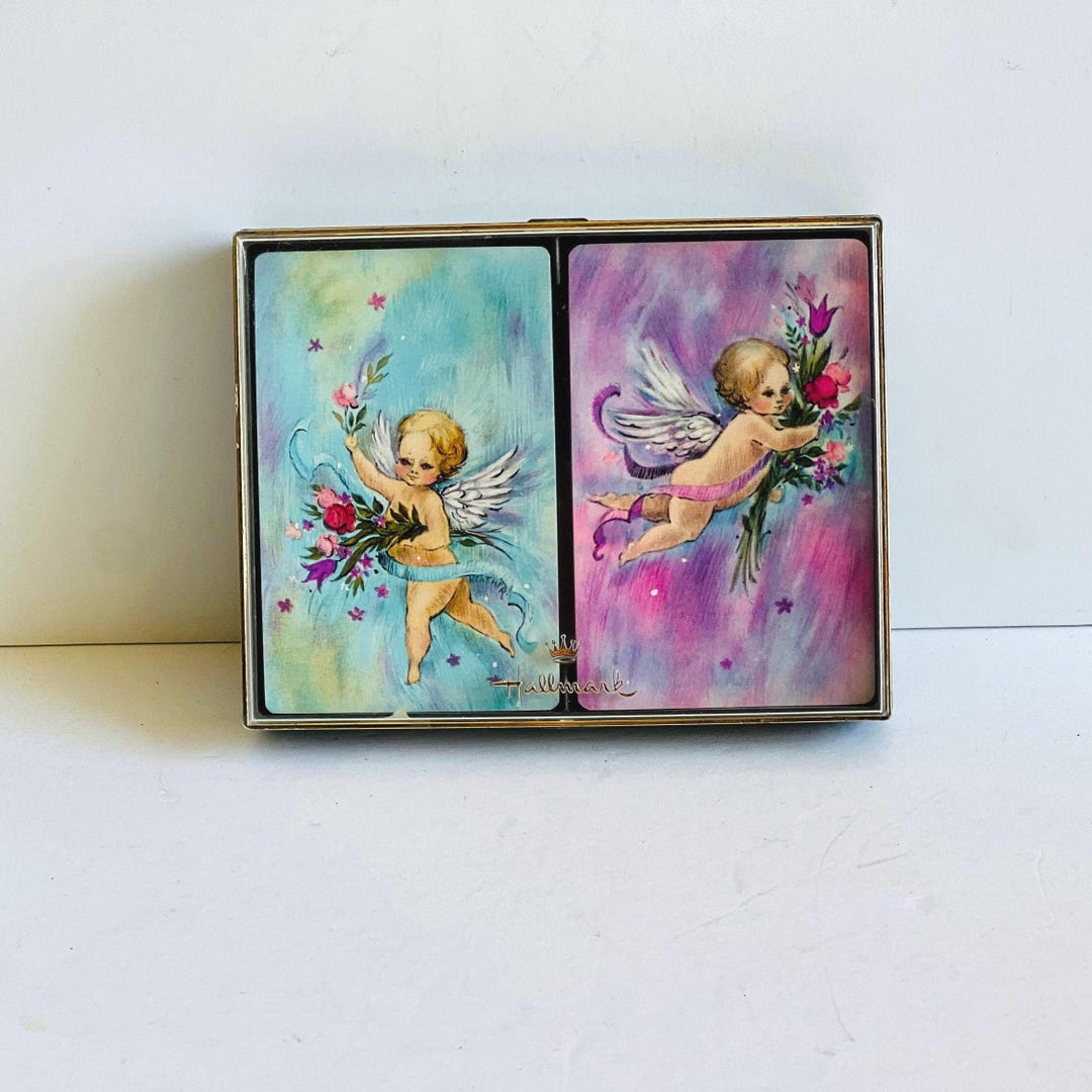 Vintage Playing Cards Hallmark Cherub Angels Double Deck Game Cards - Etsy