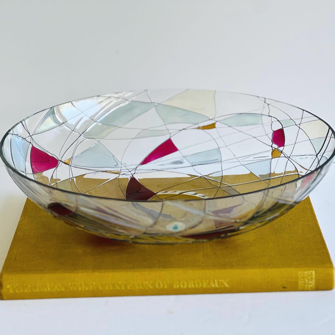 Vintage Partylite Mosaic Glass Calypso Bowl Handblown Round Mosaic ...