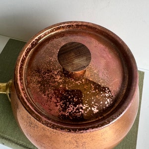Tagus Copper Pot With Lid Vintage Fondue Pot With Brass and Wood Handle ...