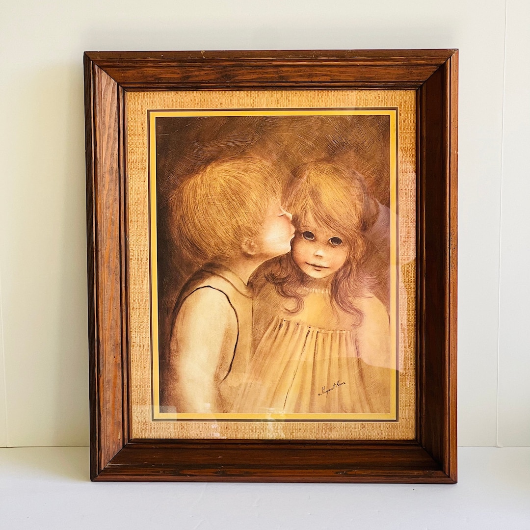Vintage Margaret Kane A Little Kiss Framed Print - Etsy