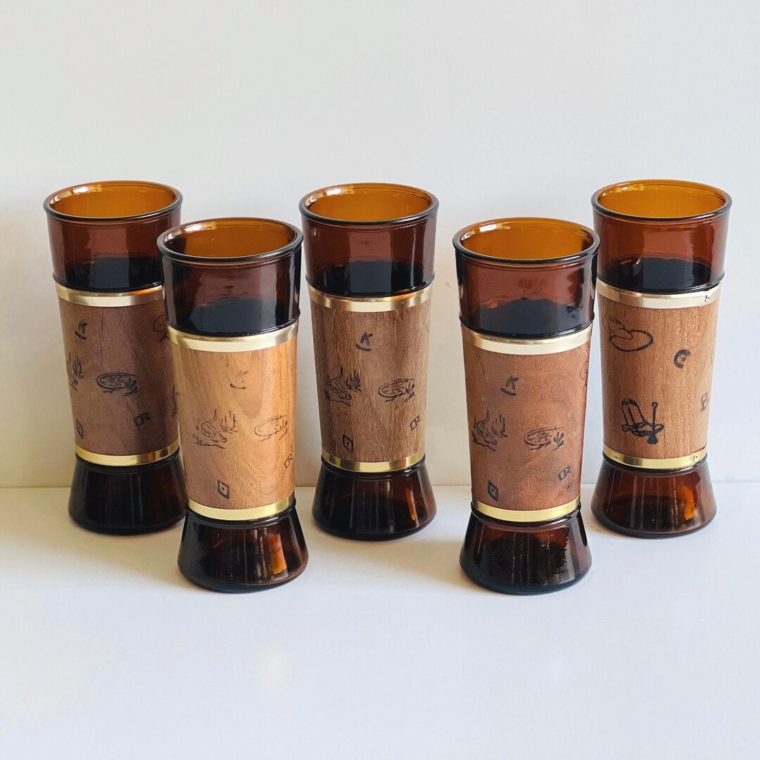 Siesta Ware Tumblers Vintage Amber Drinkware Retro Barware Western ...
