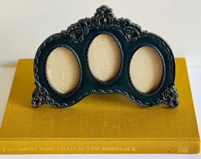 Ornate Triple Picture Frame Vintage Tabletop Green Turquoise Easel Back ...
