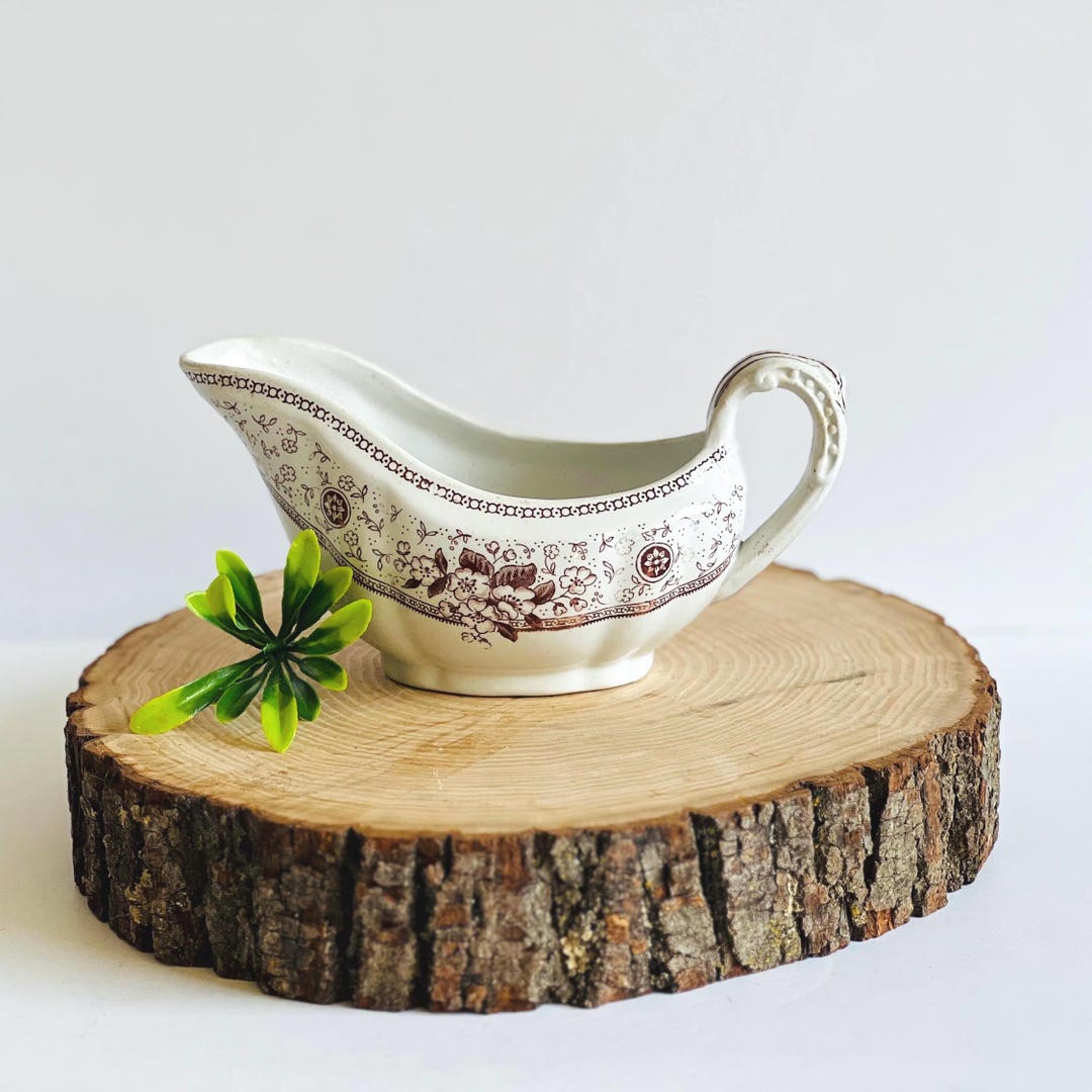 Antique Cliff England Gravy Sauce Boat Melrose Pattern Brown Floral ...