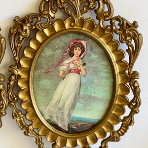 Vintage Italian Mod Depose Blue Boy and Pinkie Gold Framed Wall Decor ...