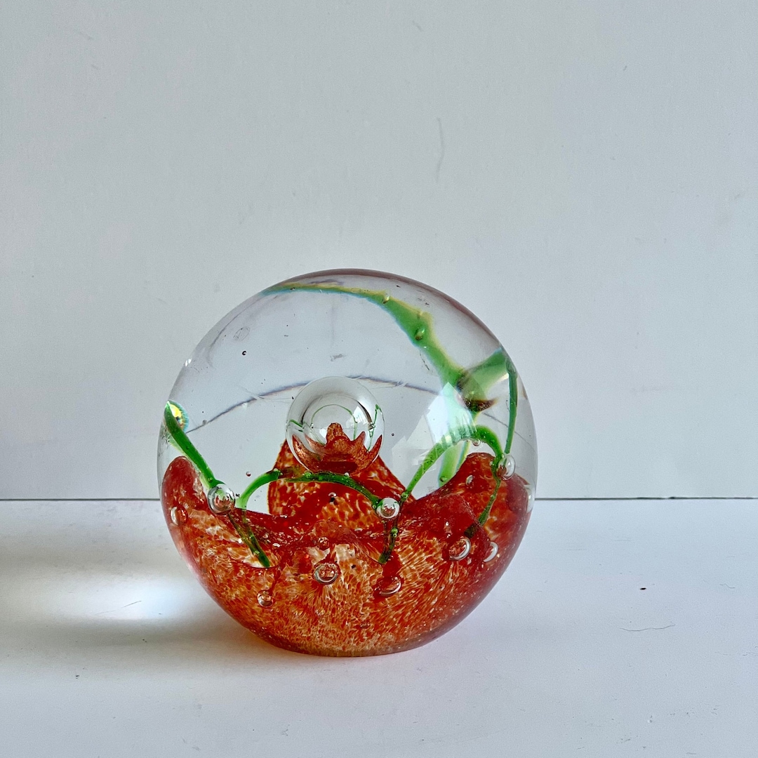 Vintage Art Glass Paperweight Controlled Bubbles Home Decor Office ...