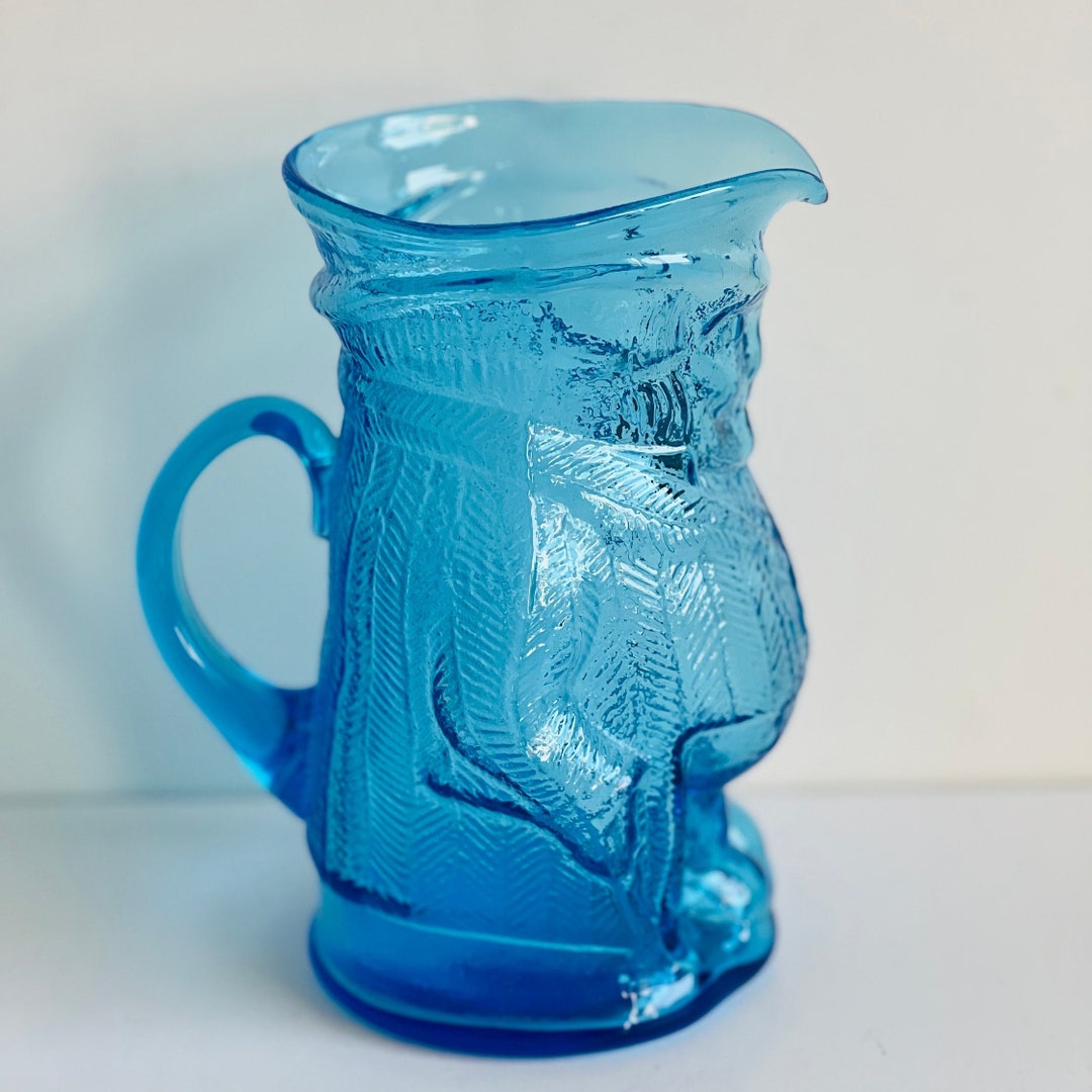 Vintage Kanawha Glass Blue Toby Pitcher George Washington Colonial Man ...
