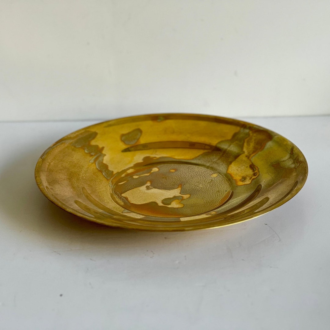 Vintage Dirilyte Dirigold Round Bronze Alloy Decorative Tray Catchall ...