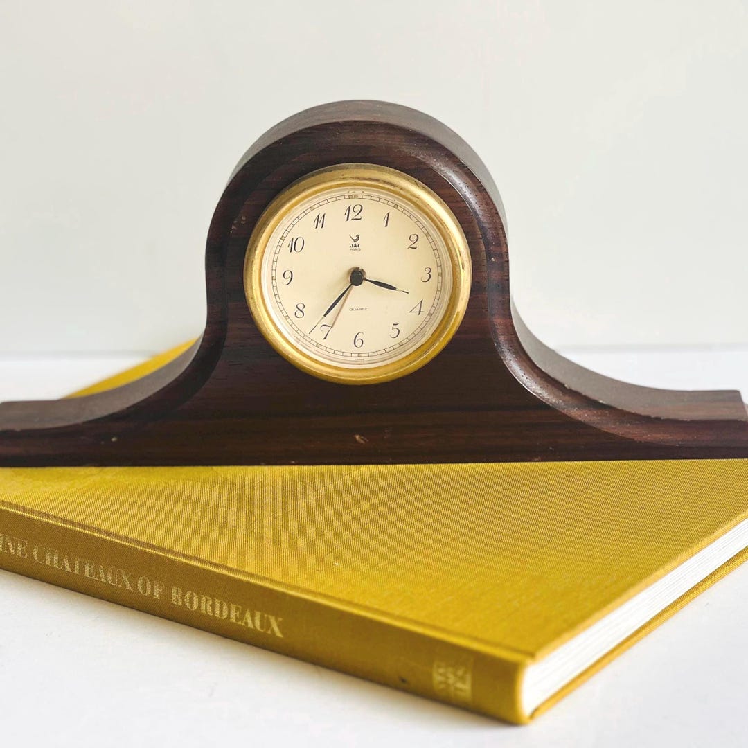 Vintage Jaz Paris Quartz Clock Wooden Desk Mantle Camel Back Clock - Etsy