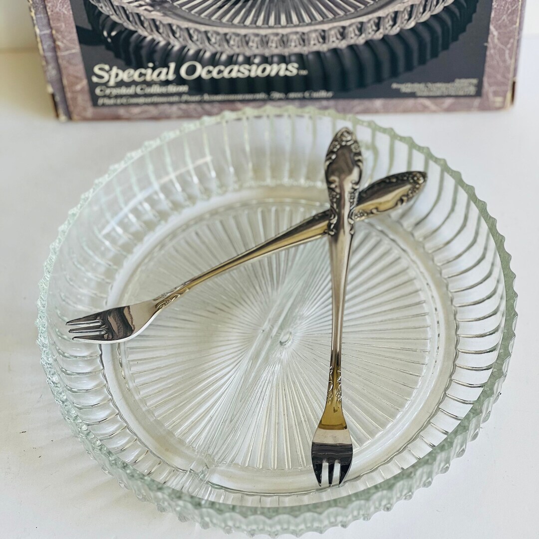 Vintage Divided Clear Relish Plate With Server Forks Special Occasions ...