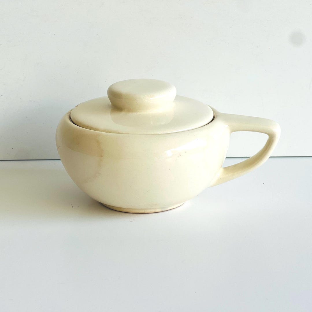 Vintage White Ironstone Sugar Bowl Stained Crazed Lidded Ironstone Dish ...