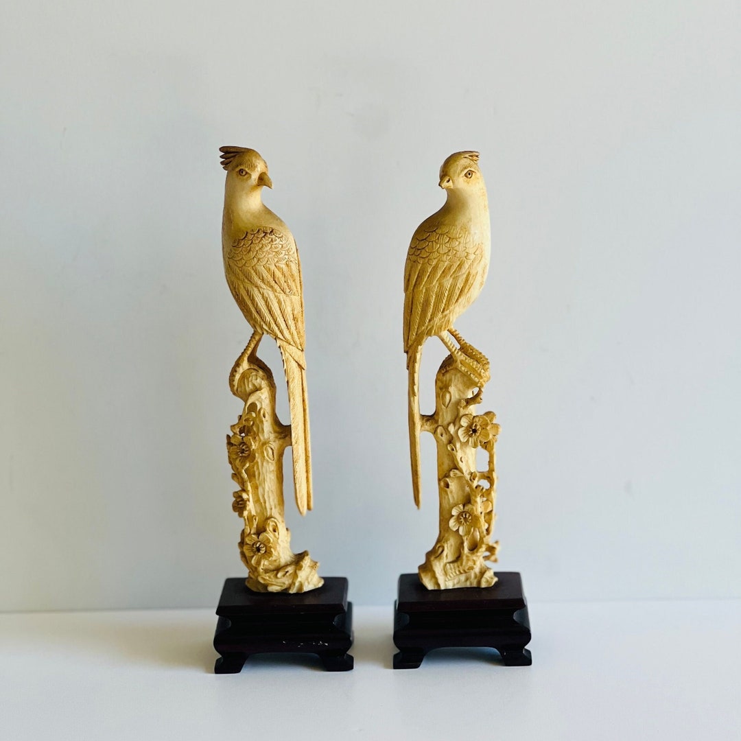 Mid Century Hand Carved Ivory Bird Figurines AS IS - Etsy