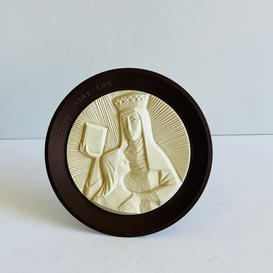 Vintage Catholic Plaque Plastic Round St. Ann Religious Picture - Etsy