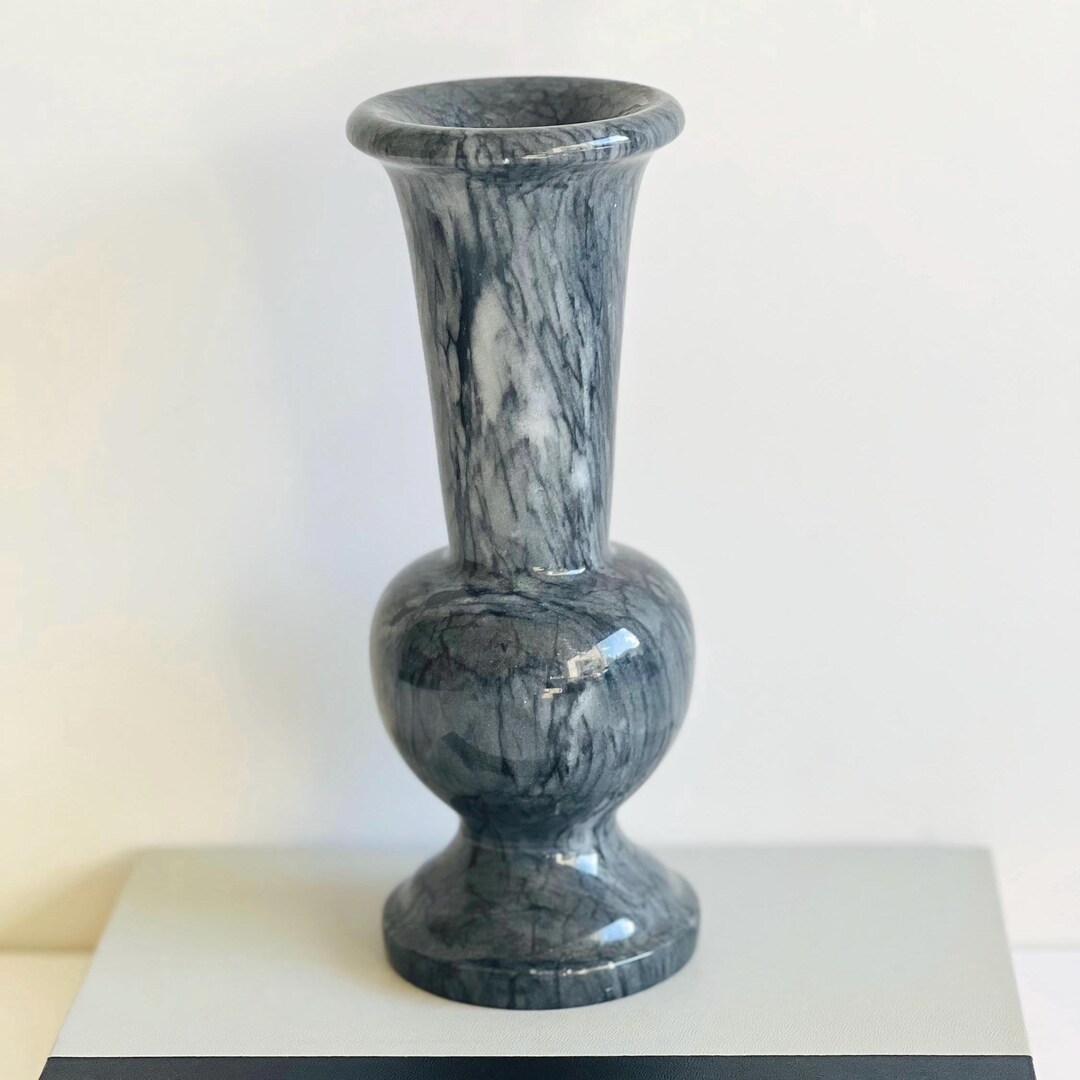 Vintage Gray Marble Vase: Mid Century Modern Stone Home Decor - Etsy