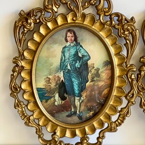 Vintage Italian Mod Depose Blue Boy and Pinkie Gold Framed Wall Decor ...