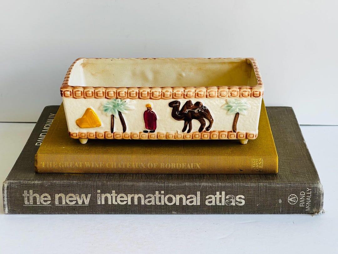 Mid Century Ceramic Planter: Florart Japan Hand Painted Desert Theme - Etsy