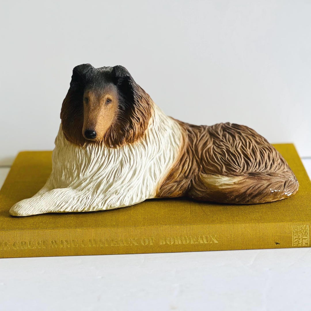 Vintage Sandicast Collie Dog Figurine Sculpture Sandra Brue Signed - Etsy