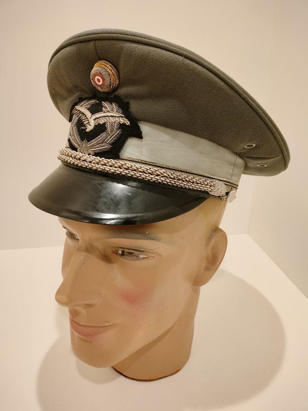 Vintage Austrian Grey Ceremonial Cap – Embroidered Badge and Cockade ...