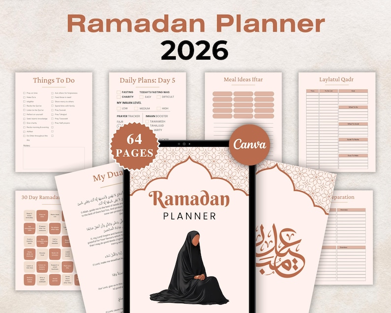 Ramadan Planner 2026, Editable Canva Template, Printable PDF (digital ...